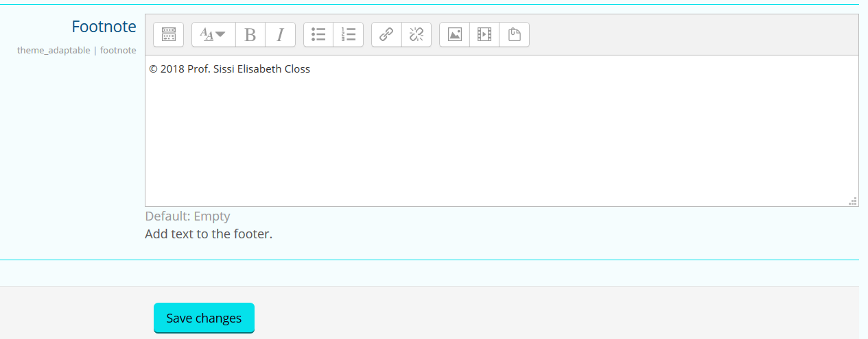Set content of footer footnote